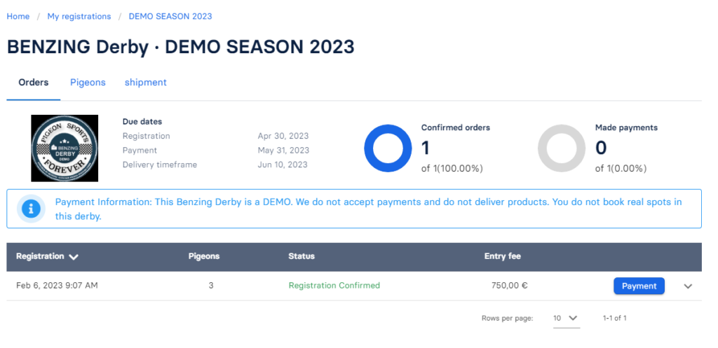 orders benzing derby – BENZING